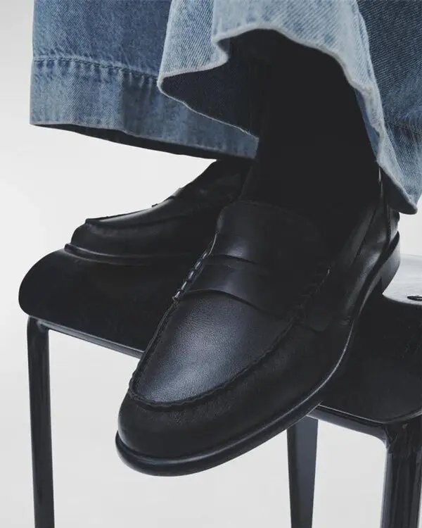 Rag & Bone Carter Calfskin Penny Loafers - Black