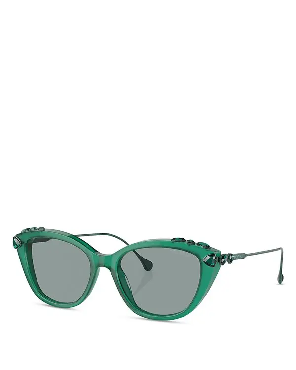 SWAROVSKI Cat Eye Sunglasses - Green/green Solid