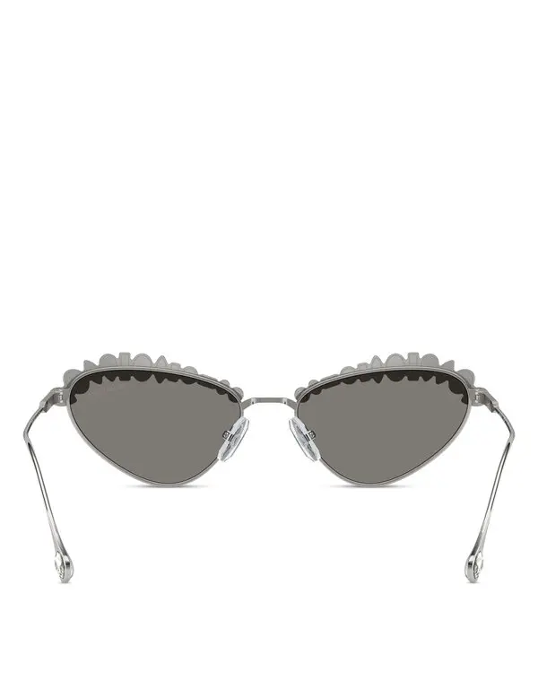 SWAROVSKI Embellished Oval Sunglasses - Silver/gray Mirrored Solid