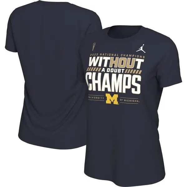 JORDAN BRAND Michigan Wolverines College Football Playoff 2023 National Champions Locker Room T-shirt - Navy