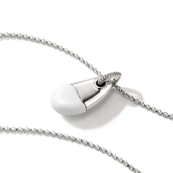 John Hardy Diamond Enamel Pendant Necklace