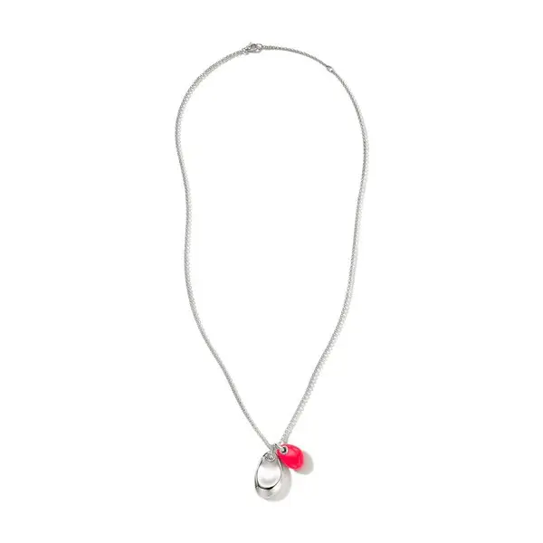 John Hardy Pebble Duo Necklace Diamonds - Silver