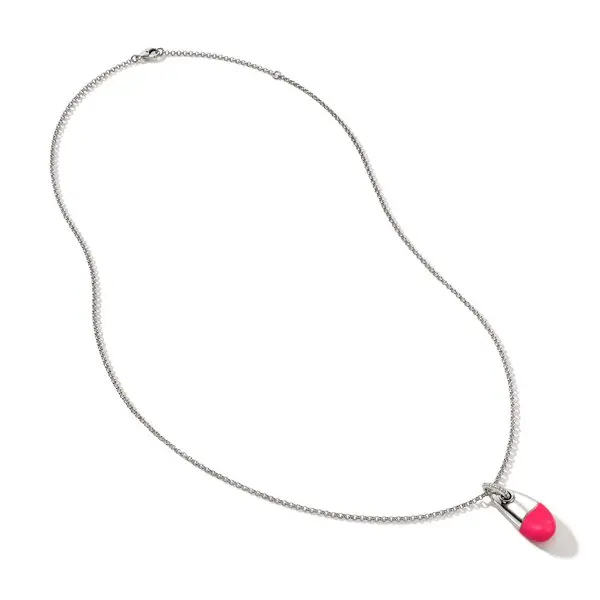 John Hardy Pebble Necklace With Diamonds And Enamel