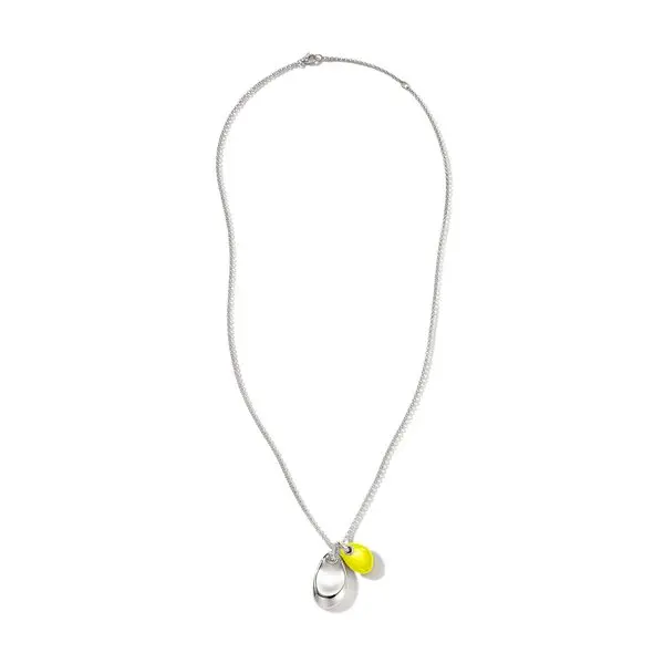 John Hardy Pebble Duo Necklace Diamonds - Silver