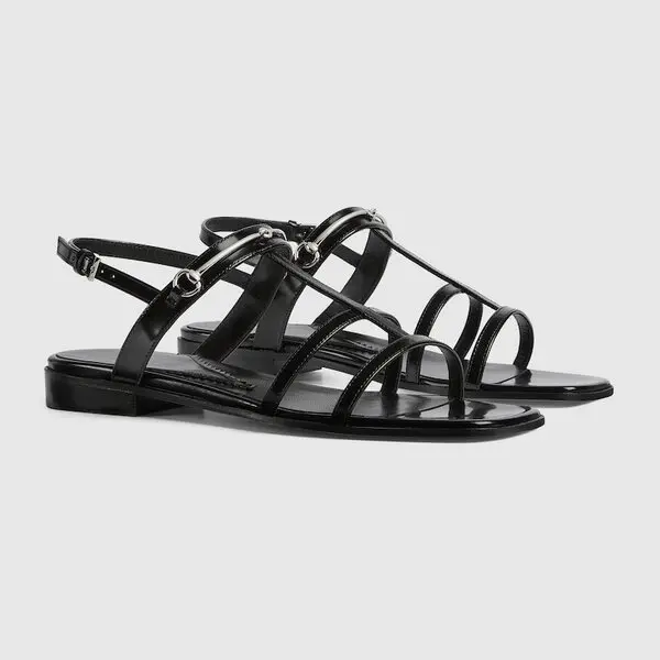 Gucci Slim Horsebit Flat Sandal Leather
