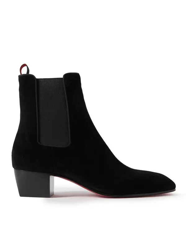 Christian Louboutin Rosalio Jodhpur Boots Black Suede Leather Size 10 US New CHRISTIAN LOUBOUTIN Rosalio Jodhpur buckled leather-trimmed  main image 3