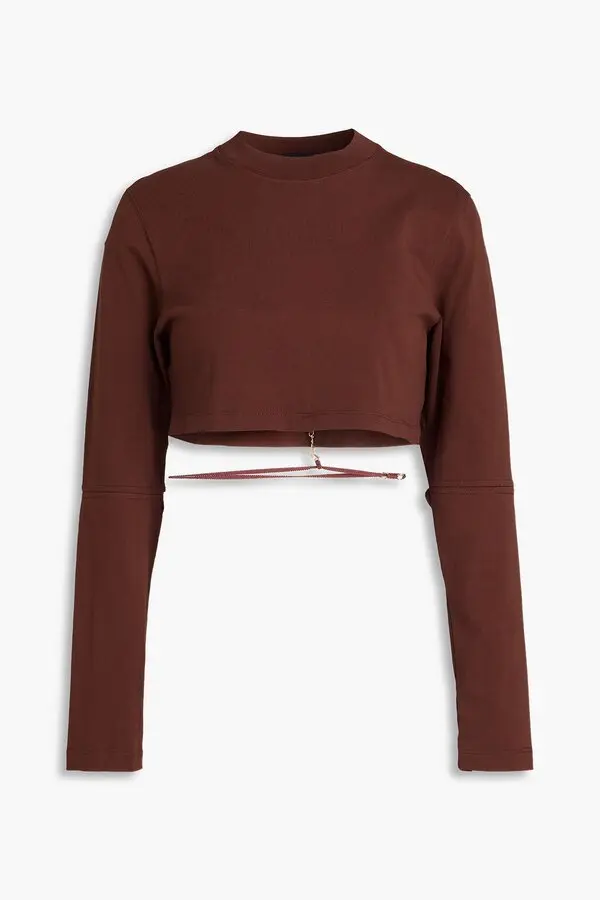 Jacquemus Pino Cropped Cotton-jersey Top - Brown