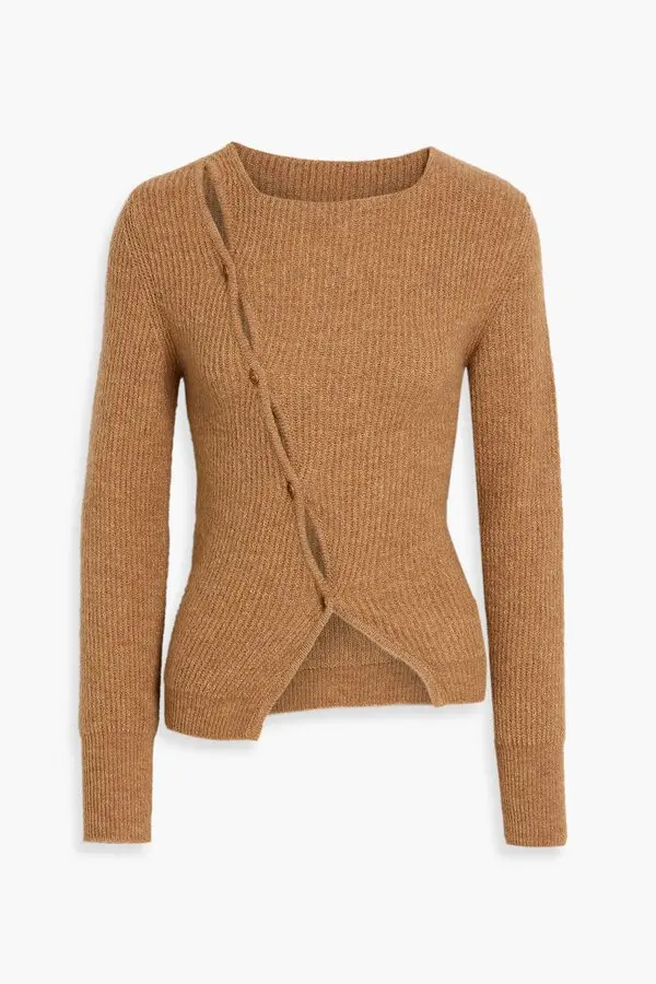 Jacquemus Pau Asymmetric Ribbed-knit Cardigan - Camel