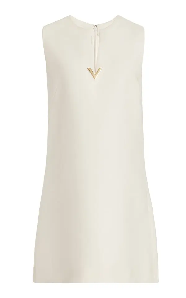 wool silk white dress vneck Wool maxi dress with V-neckline