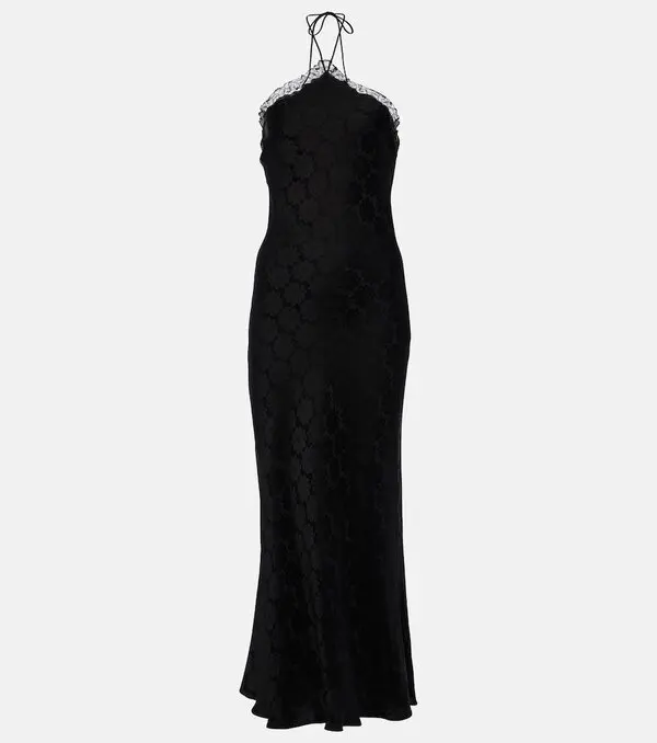 Stella McCartney Floral Jacquard Lace Midi Dress - Black