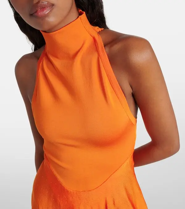 Alaïa High-neck Mini Dress - Orange