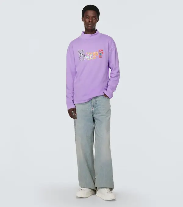 ERL Appliqué Cotton Jersey Sweatshirt - Purple