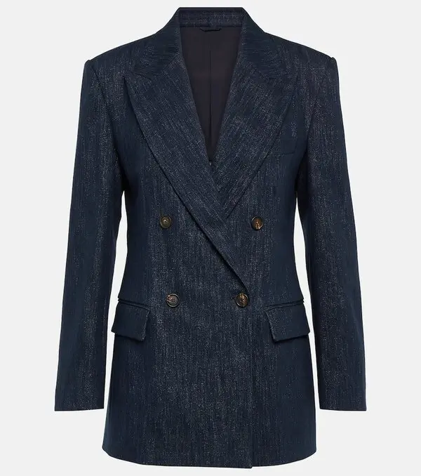 Brunello Cucinelli Metallic Cotton-blend Blazer - Silver