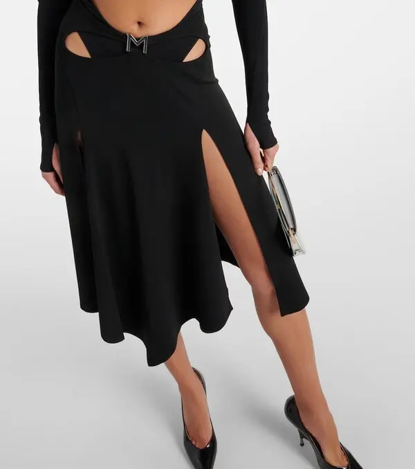 MUGLER Asymmetric Logo Midi Skirt