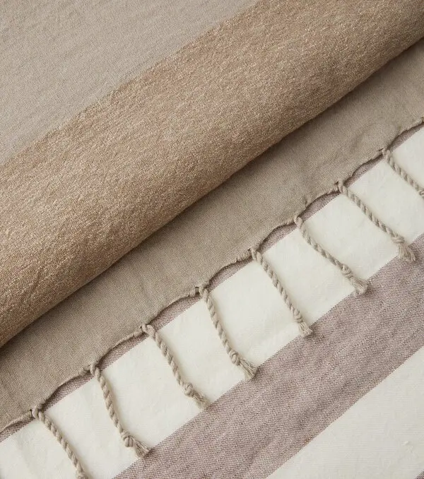 Brunello Cucinelli Fringed Linen-blend Lamé Throw - Beige