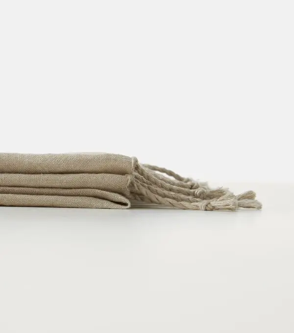 Brunello Cucinelli Fringed Linen-blend Lamé Throw - Beige