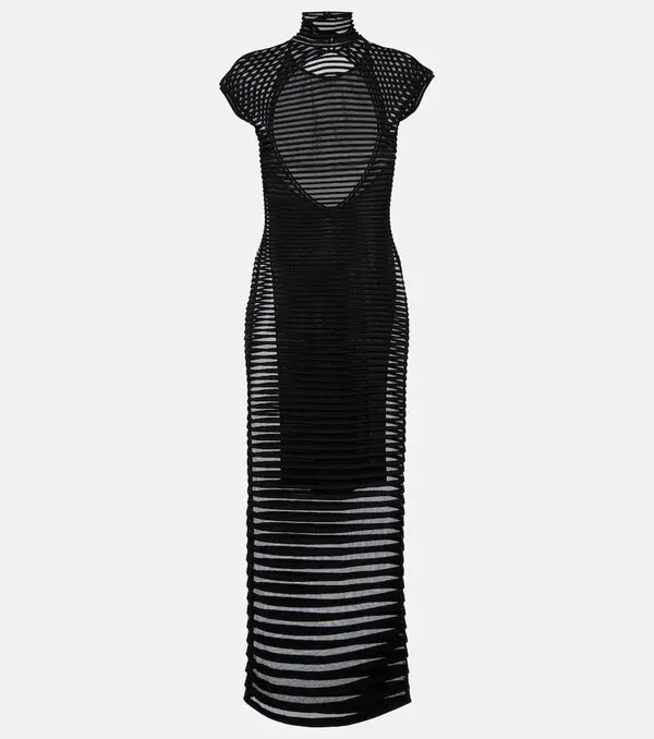 Alaïa Striped Crêpe-paneled Gown