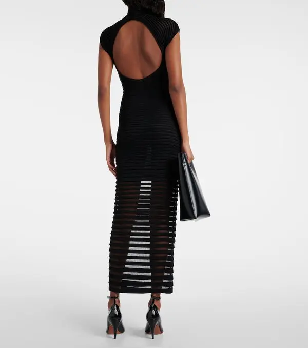 Alaïa Striped Crêpe-paneled Gown