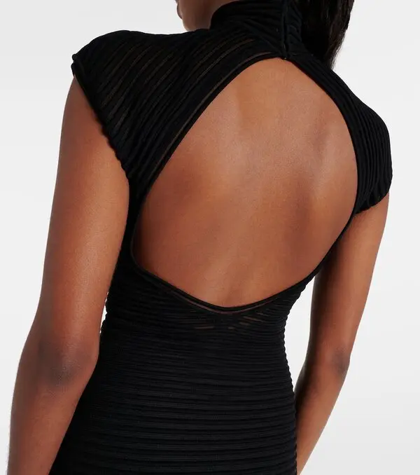 Alaïa Striped Crêpe-paneled Gown