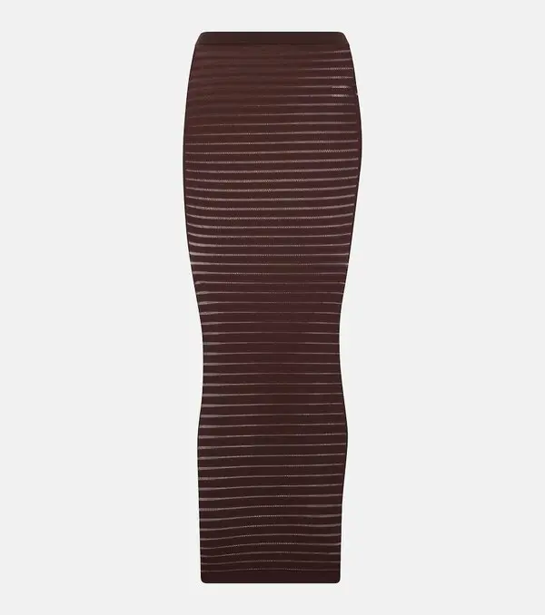 Alaïa Striped Maxi Skirt - Brown