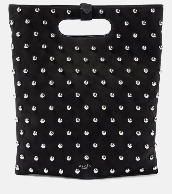 Alaïa Folded Embellished Suede Tote Bag - Black