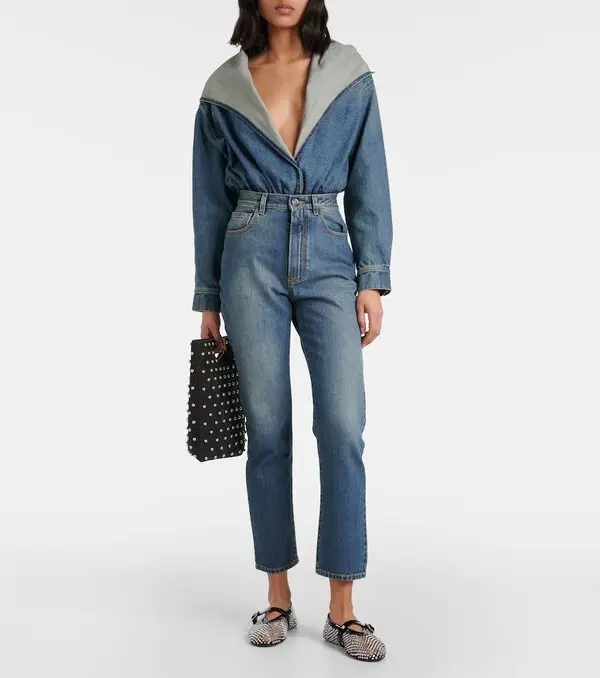Alaïa Folded Embellished Suede Tote Bag