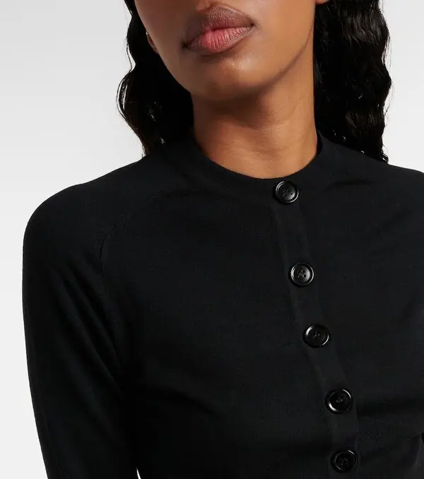 Alaïa Cropped Wool-blend Cardigan - Black
