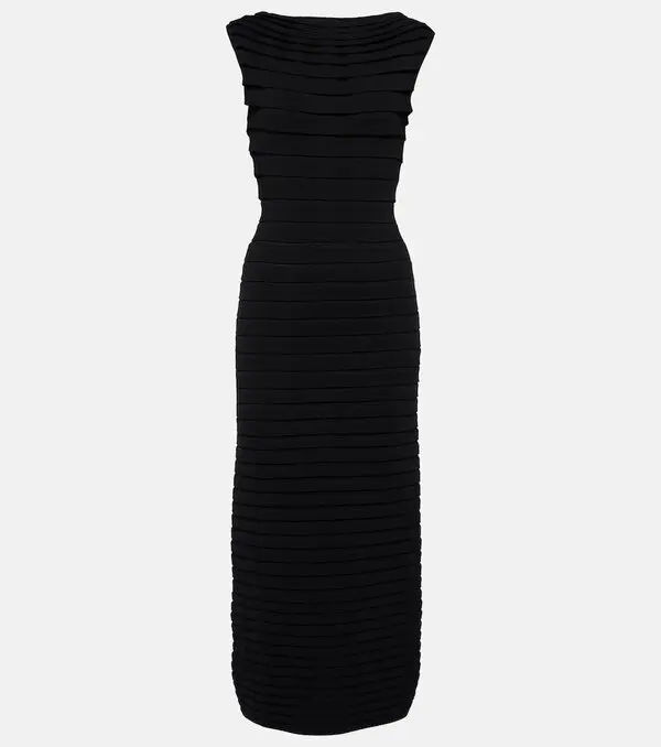 Alaïa Ribbed Midi Dress - Black