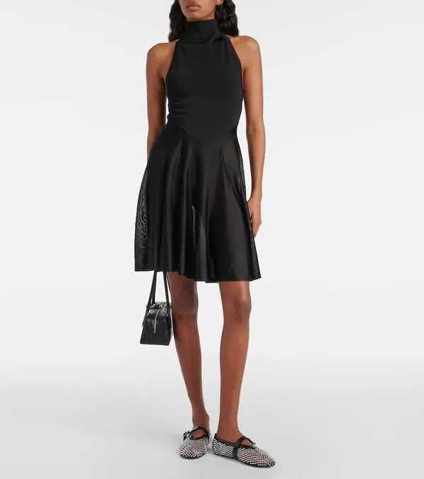 Alaïa Jersey And Mesh Minidress - Black