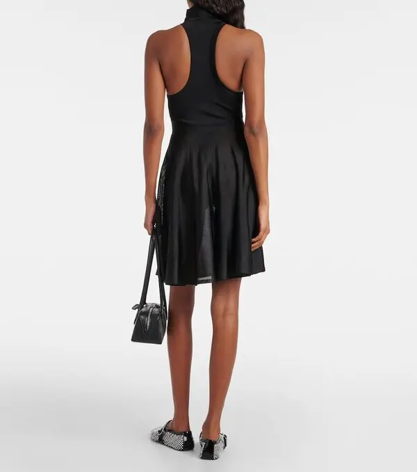 Alaïa Jersey And Mesh Minidress - Black