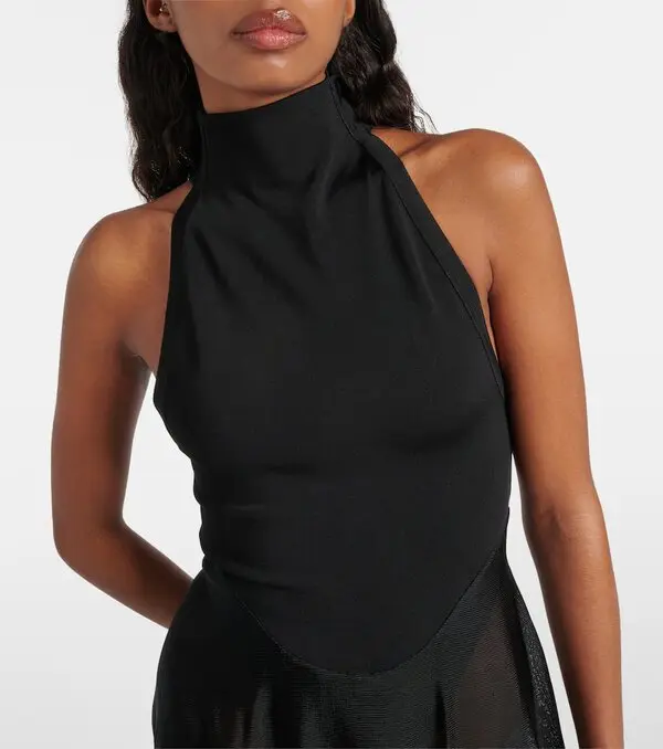 Alaïa Jersey And Mesh Minidress - Black