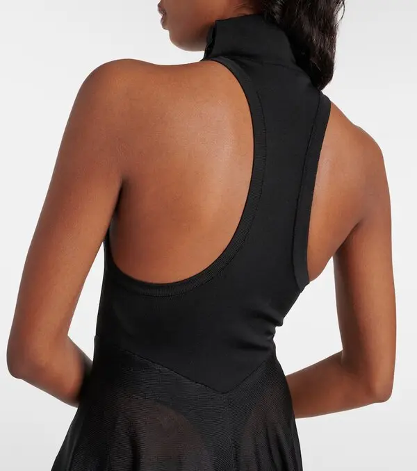 Alaïa Jersey And Mesh Minidress - Black