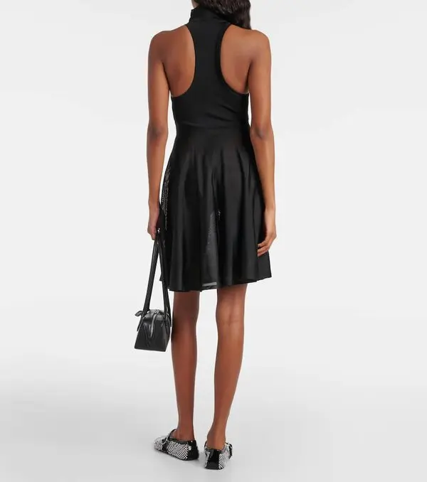 Alaïa Jersey And Mesh Minidress - Black