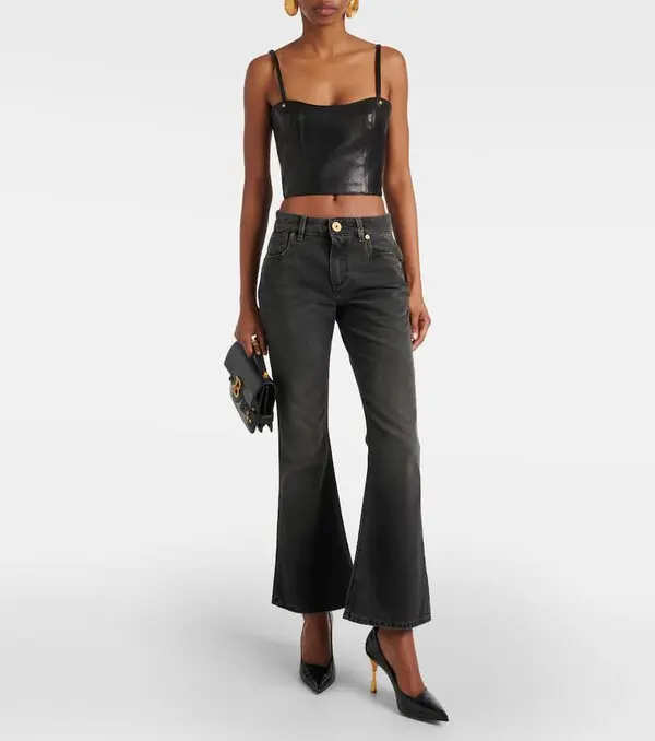 Balmain Western Bootcut Low-rise Jeans - Black