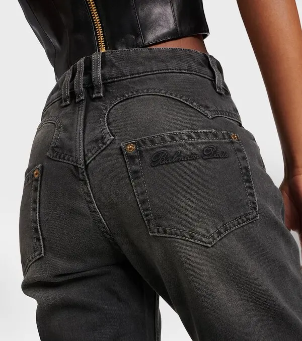 Balmain Western Bootcut Low-rise Jeans - Black