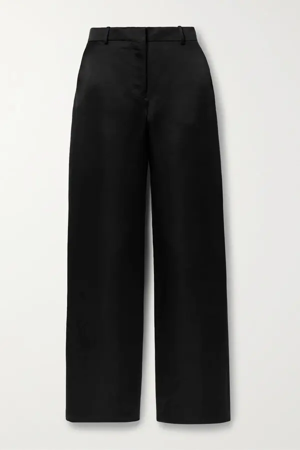 Veronica De Piante Anya Silk-satin Wide-leg Pants - Black