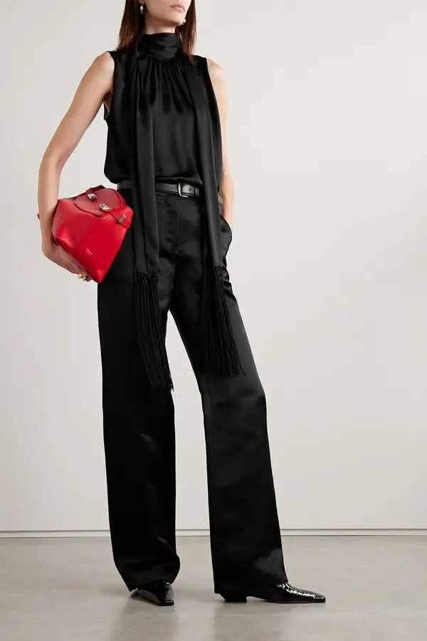 Veronica De Piante Anya Silk-satin Wide-leg Pants - Black