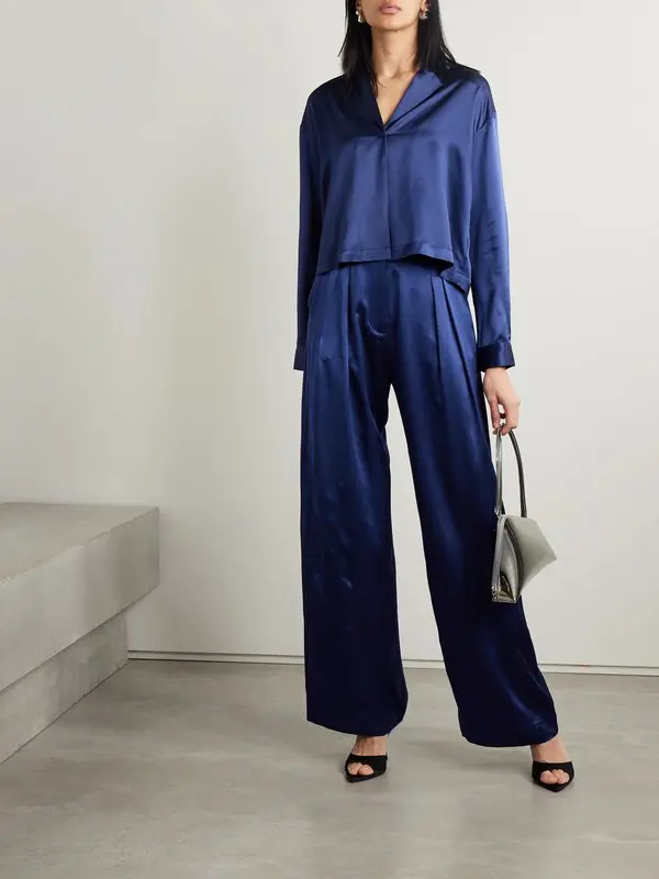 Michael Lo Sordo Cropped Silk-satin Shirt