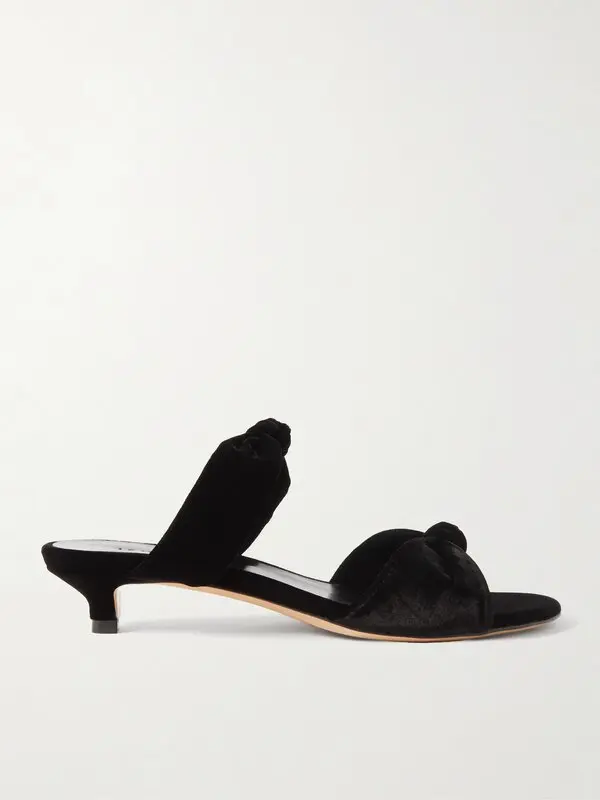 Le Monde Beryl Knot Velvet Mules - Black