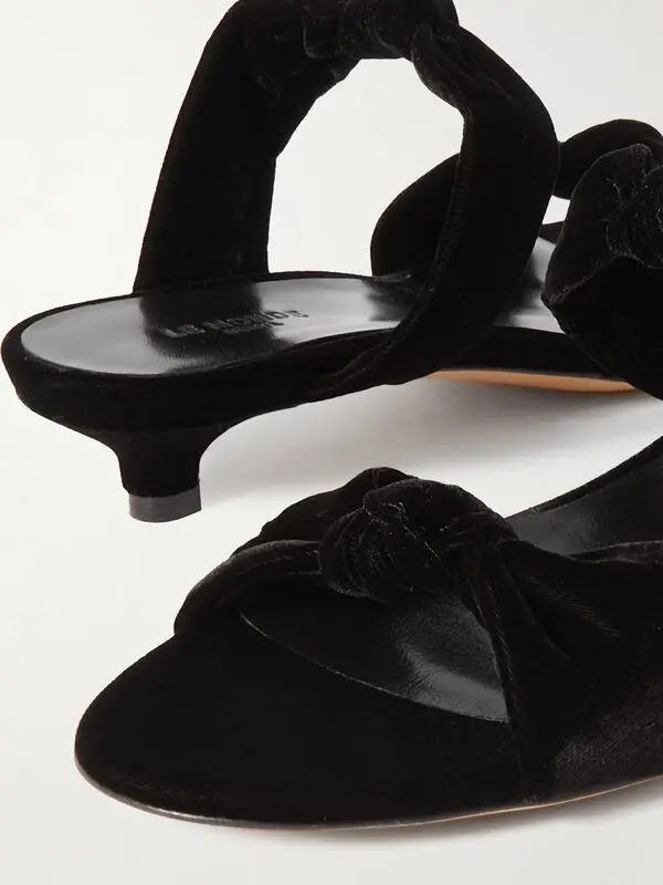 Le Monde Beryl Knot Velvet Mules - Black