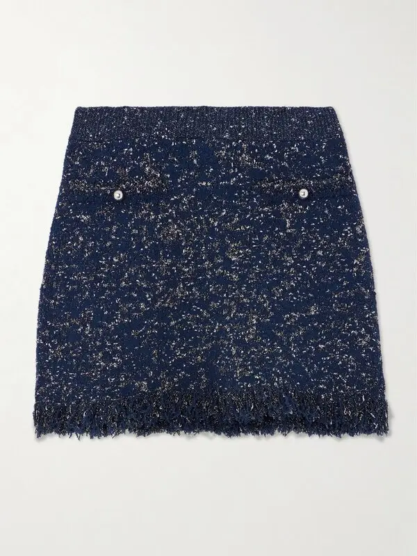 Rabanne Frayed Metallic Bouclé Mini Skirt