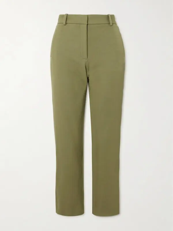 JOSEPH Cropped Gabardine Straight-leg Pants - Green