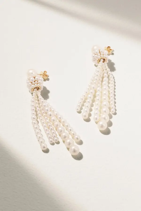 Sophie Bille Brahe Colonna Grande 14-karat Recycled Pearl Earrings - Gold