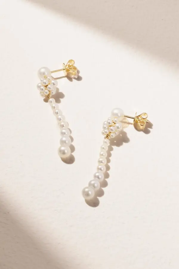 Sophie Bille Brahe Colonna 14-karat Recycled Pearl Drop Earrings - Gold