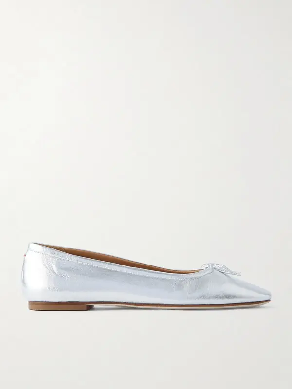 AeydĒ Delfina Metallic Leather Ballet Flats - Silver