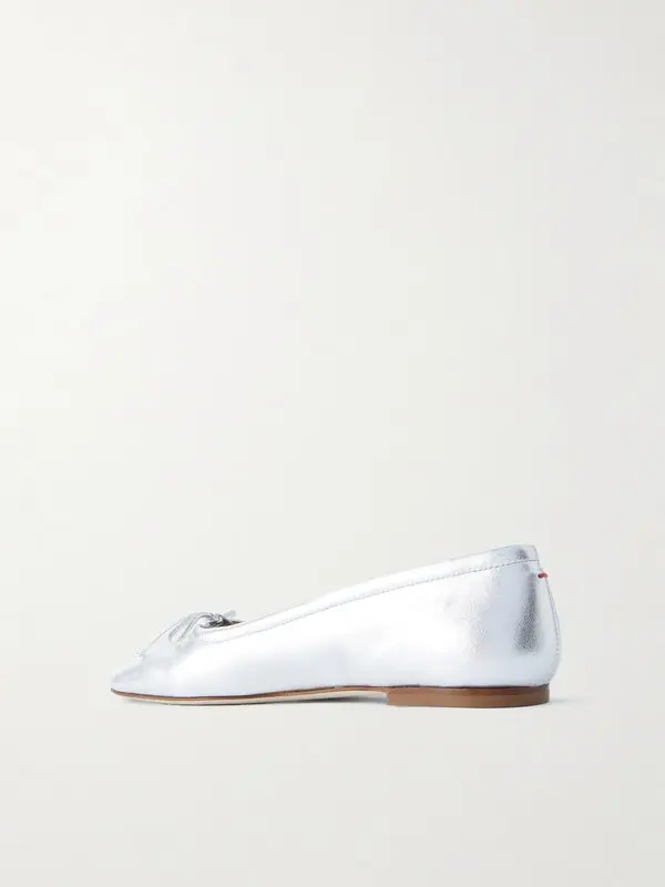 AeydĒ Delfina Metallic Leather Ballet Flats - Silver