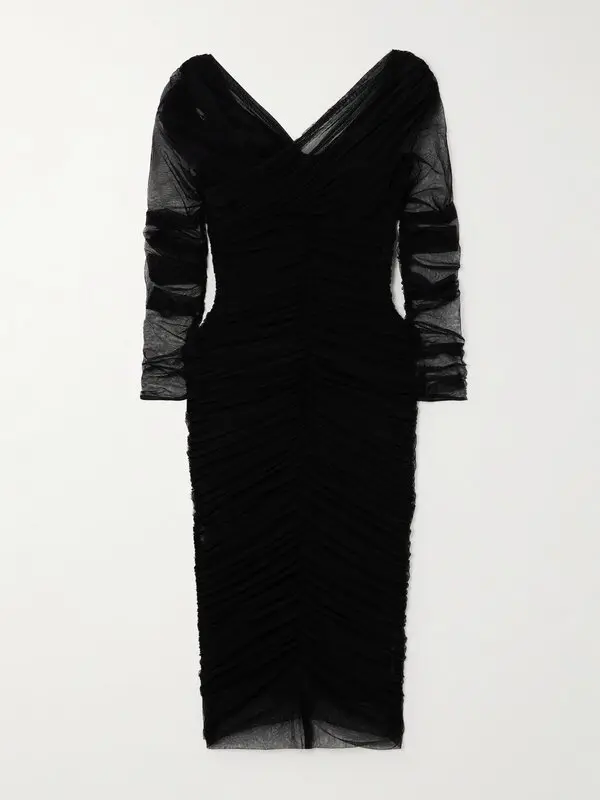 Dolce & Gabbana Off-the-shoulder Ruched Midi Dress