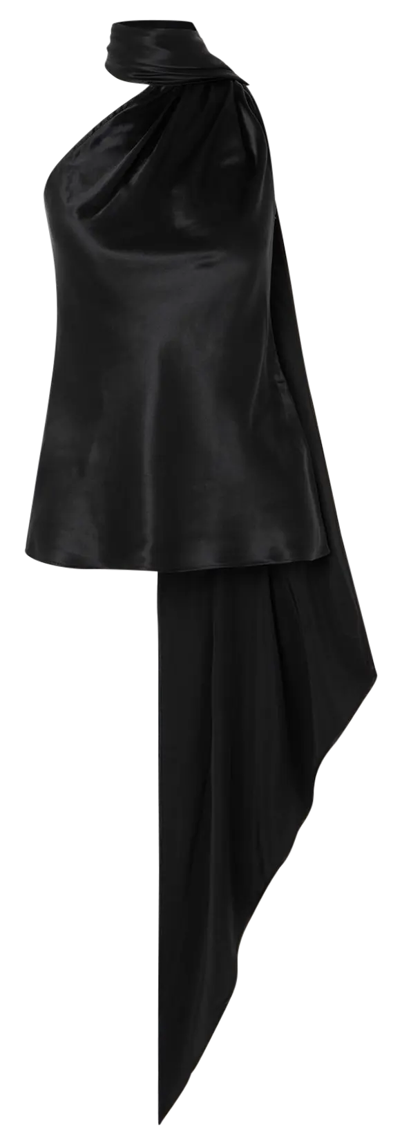 BEARE PARK Asymmetric Draped Silk-satin Halterneck Tank