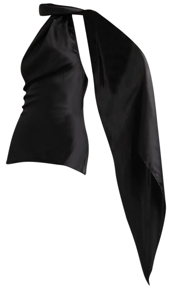 BEARE PARK Asymmetric Draped Silk-satin Halterneck Tank