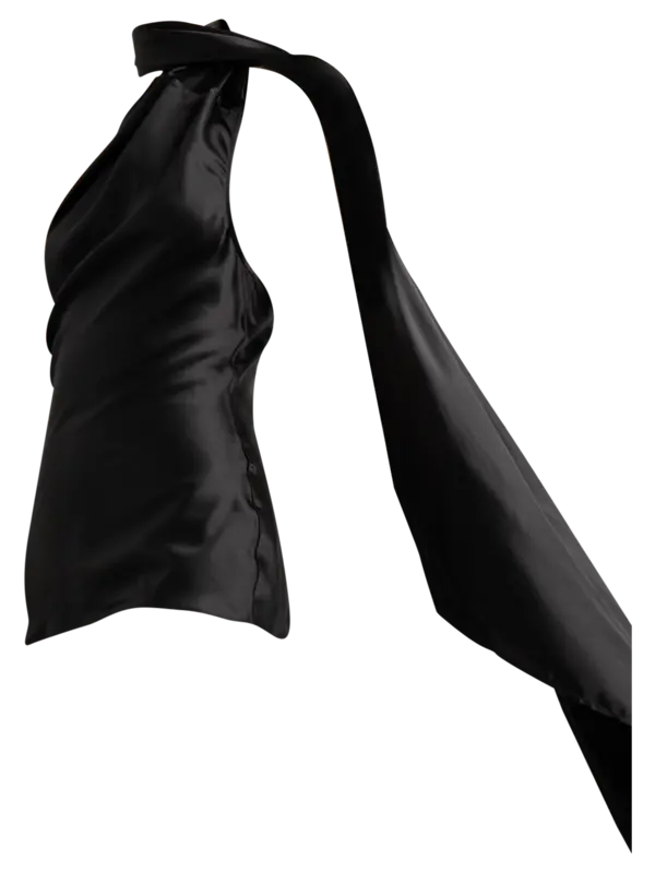 BEARE PARK Asymmetric Draped Silk-satin Halterneck Tank